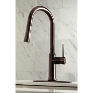 Kingston Brass LS2725NYL New York Pull-Down Sprayer Kitchen Faucet, 8" in Spout Reach, Oil Rubbed Bronze