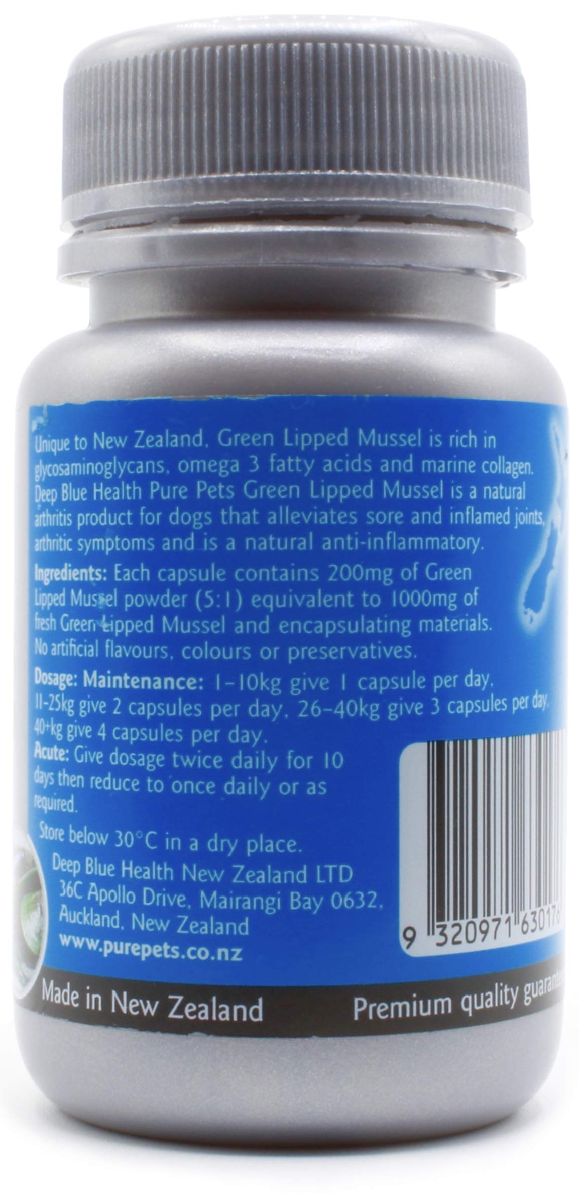 PurePets New Zealand Green Lipped Mussel Capsules for Dogs and Cats - 200mg x 120 Capsules - for Hip & Joint Support - 100% Natural Arthritis Pain Relief - Mobility Supplement Inflammation Management