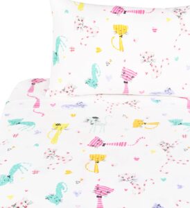 scientific sleep kitty cats cute fun soft sheets set twin, fitted sheet with 14" inch deep pocket, 95 gsm 100% microfiber polyester bedding sheet set for boys girls teen kids gift (6, twin)