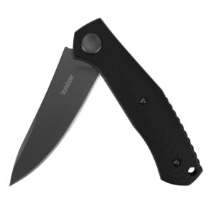 kershaw concierge pocketknife (4020); 8cr13mov modified drop point blade; gray titanium carbo-nitride coating; black g10 handle; kvt ball-bearing manual open; liner lock; recessed pocketclip; 4.3 oz