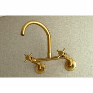 Kingston Brass Concord 8-Inch Adjustable Center Wall Mount Kitchen Faucet, Brushed Brass