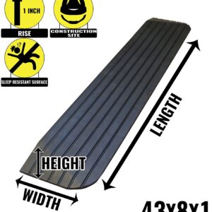 RK Safety RK-RTR01 1" Rise Solid Rubber Power Wheelchair Scooter Threshold Ramp (1 Pc)