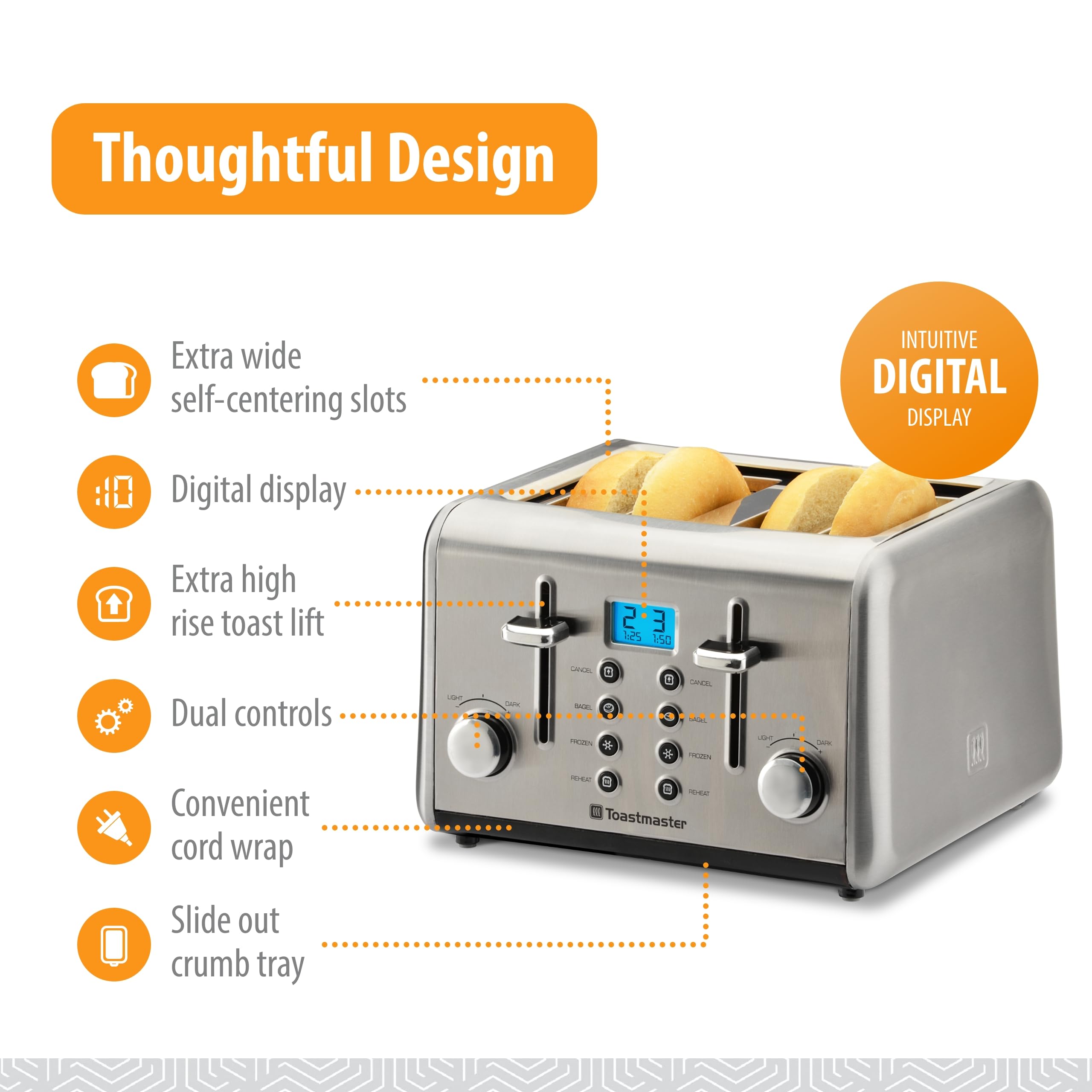 Toastmaster 4-Slice Digital Stainless Steel Toaster