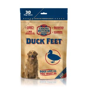 canine butcher shop duck feet for dogs (pack of 30), raised & made in usa dehydrated duck feet, all-natural dog chews, treats, snacks