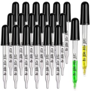 teenitor 20pack eye dropper 1ml, droppers for oils, medicine dropper glass dropper, straight-tip eye dropper pipette dropper for oils, ear dropper eye droppers for medicine feeding lab