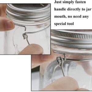 Decorman 6 Pack Stainless Steel Wire Handles (Handle-Ease) Mason Jar Hanger, Canning Jars Hanger, Ball Pint Jar, Jar Hanging Hook for Regular Mouth Mason, Silver