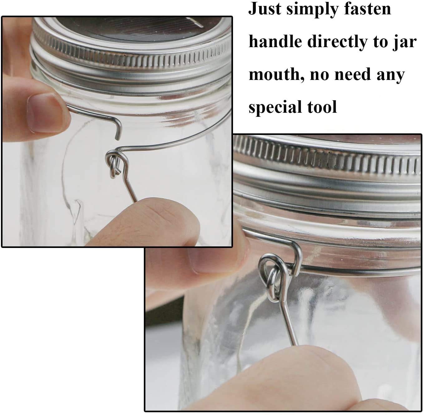 Decorman 6 Pack Stainless Steel Wire Handles (Handle-Ease) Mason Jar Hanger, Canning Jars Hanger, Ball Pint Jar, Jar Hanging Hook for Regular Mouth Mason, Silver