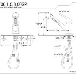 Kingston Brass KB7000SP Wyndham Pull-Out Sprayer Kitchen Faucet, 7-5/8" in Spout Reach, Black Stainless