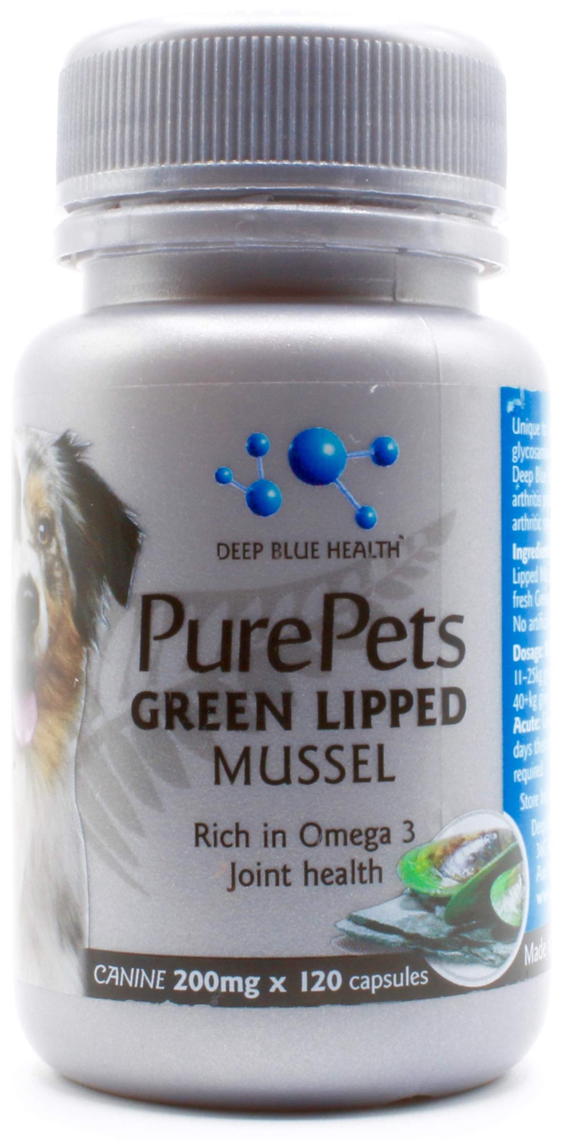 PurePets New Zealand Green Lipped Mussel Capsules for Dogs and Cats - 200mg x 120 Capsules - for Hip & Joint Support - 100% Natural Arthritis Pain Relief - Mobility Supplement Inflammation Management