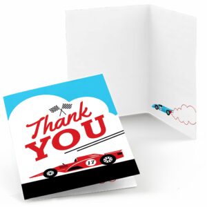 let’s go racing - racecar - baby shower or race car birthday party thank you cards (8 count)