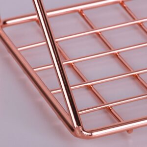 Simmer Stone Wall Grid Shelf, Wire Metal Hanging Rack for Wall Display & Storage, Size 11.8x4.3x4.7 inch (LxWxH), Rose Gold