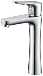 anzzi vivace series single hole bathroom faucet in polished chrome | countertop deck mount singular lever handle bathroom sink faucet | 6 in. l x 2 in. w x 9.5 in. h | l-az081