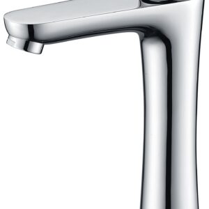 ANZZI Vivace Series Single Hole Bathroom Faucet in Polished Chrome | Countertop Deck Mount Singular Lever Handle Bathroom Sink Faucet | 6 in. L x 2 in. W x 9.5 in. H | L-AZ081