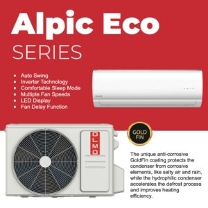 OLMO Alpic 24000 BTU Ductless Mini Split Air Conditioner Heating and Cooling Full Set with 16ft Installation Kit