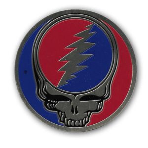 grateful dead 1.125 inch small brass steal your face syf metal sticker decal