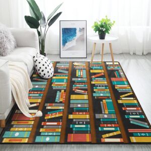 alaza vintage library bookshelf bookworm area rug rugs for living room bedroom 7' x 5'