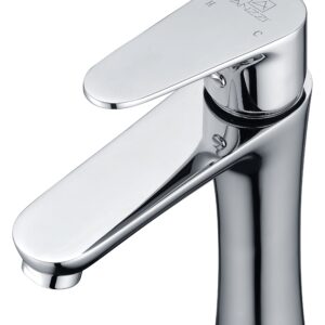 ANZZI Vivace Series Single Hole Bathroom Faucet in Polished Chrome | Countertop Deck Mount Singular Lever Handle Bathroom Sink Faucet | 6 in. L x 2 in. W x 9.5 in. H | L-AZ081