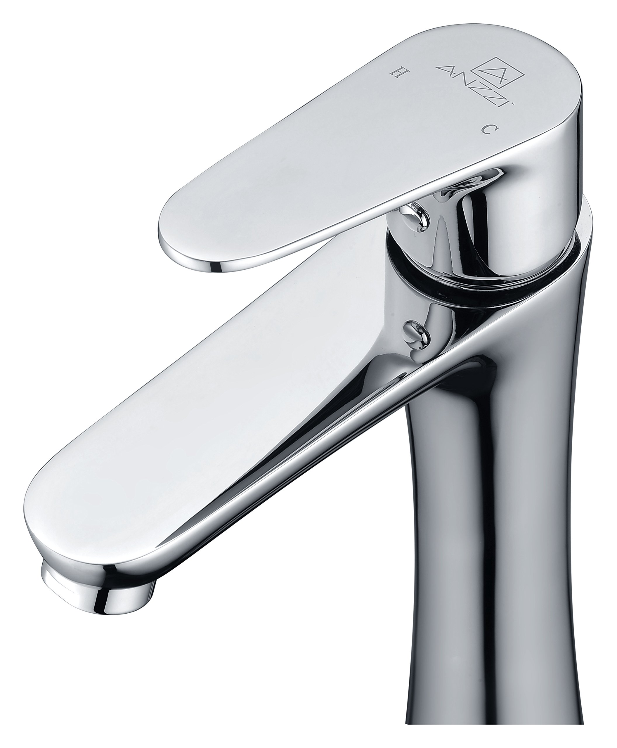 ANZZI Vivace Series Single Hole Bathroom Faucet in Polished Chrome | Countertop Deck Mount Singular Lever Handle Bathroom Sink Faucet | 6 in. L x 2 in. W x 9.5 in. H | L-AZ081