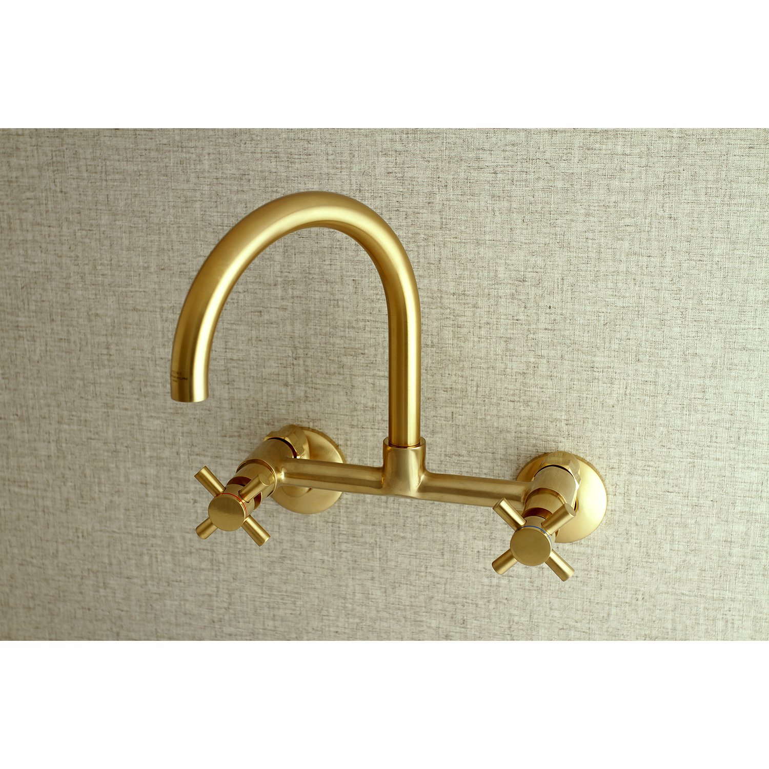 Kingston Brass Concord 8-Inch Adjustable Center Wall Mount Kitchen Faucet, Brushed Brass