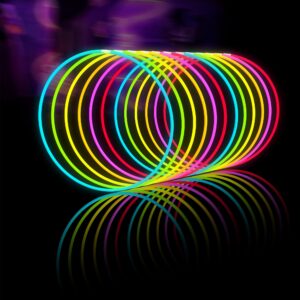 glow fever glow sticks bulk 100ct 22'' glow necklaces with connectors, neon light sticks for party festivals raves concert birthday wedding, multicolor