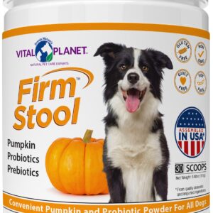 Vital Planet - Firm Stool – Dog Stool Hardener, Eliminates Diarrhea and Gas - Pumpkin, Probiotics and Prebiotics for Healthy Digestion, Fiber for Firmer Stools and Regularity - 111 Grams 30 Servings