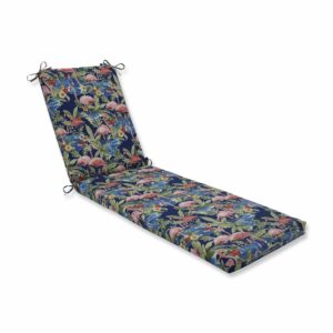 pillow perfect tropic floral indoor/outdoor solid back chaise lounge cushion with ties plush fiber fill, weather, and fade resistant, 80" x 23", blue/green flamingoin