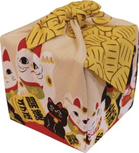 japanese wrapping cloth furoshiki maneki-neko happy cat made in japan 50cm