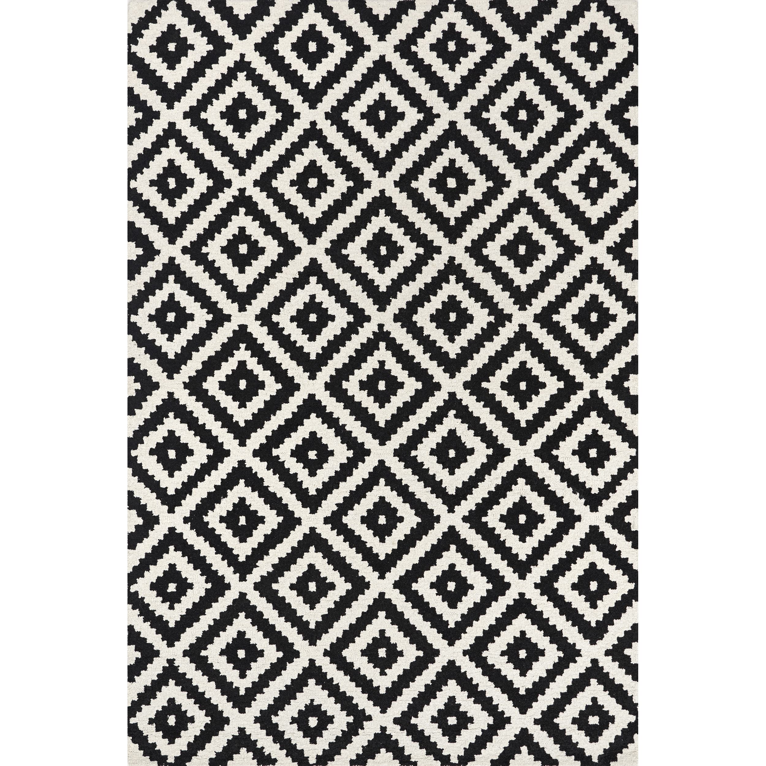 nuLOOM Kellee Hand Tufted Geometric Wool Accent Rug, 3x5, Black