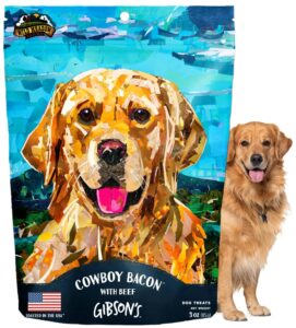 wild meadow farms - gibson's cowboy bacon with beef, soft jerky dog treats, crafted with real meat, aromatic, and grain-free for training and rewarding dogs of all breeds and ages - 3 ounce pouch