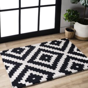 nuloom kellee hand tufted geometric wool accent rug, 3x5, black