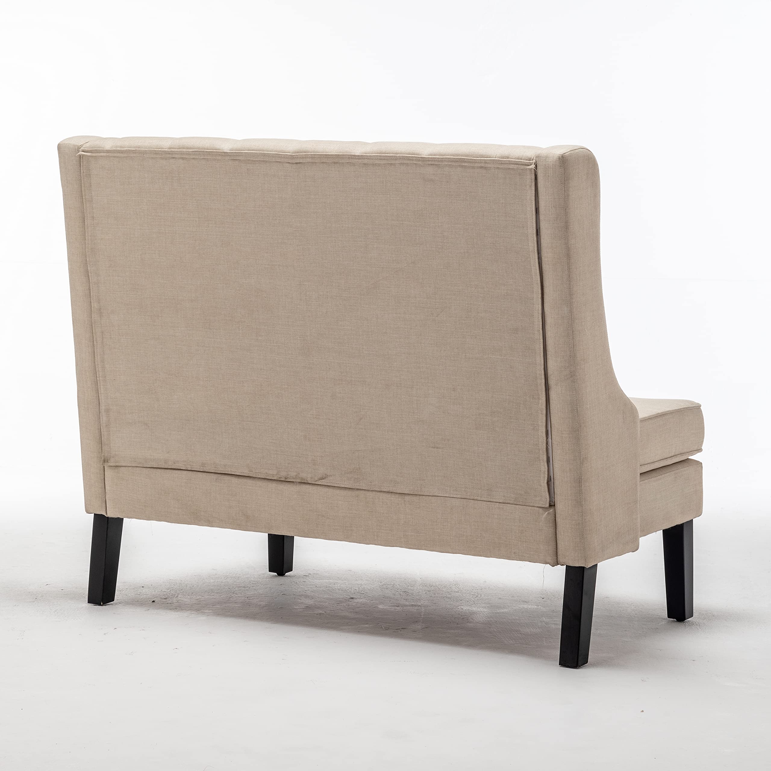 46" Small Modern Loveseat Settee Sofa Linen Fabric 2-Seat Sofa Couch Tufted Love Seat Dining Bench with Back Upholstered Banquette Sofas for Living Room Bedroom Small Space Entryway Beige