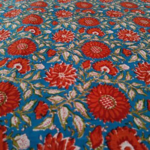 Trade Star 3 Yard Hand Block Printed Fabric 100% Cotton Fabric for Sewing Crafting Dressmaking Running Natural Dye Sanganeri Indian Floral Print Fabric by The Yard Width 44 Inches (Pattern 3)