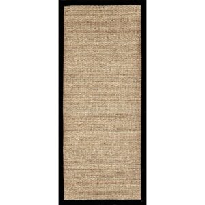 nuLOOM 2x6 Elijah Seagrass Area Rug, Black, Solid Farmhouse Style, Cotton Bordered, Basketweave, Natural Fiber, For Bedroom, Dining Room, Living Room, Hallway, Office, Kitchen, Entryway