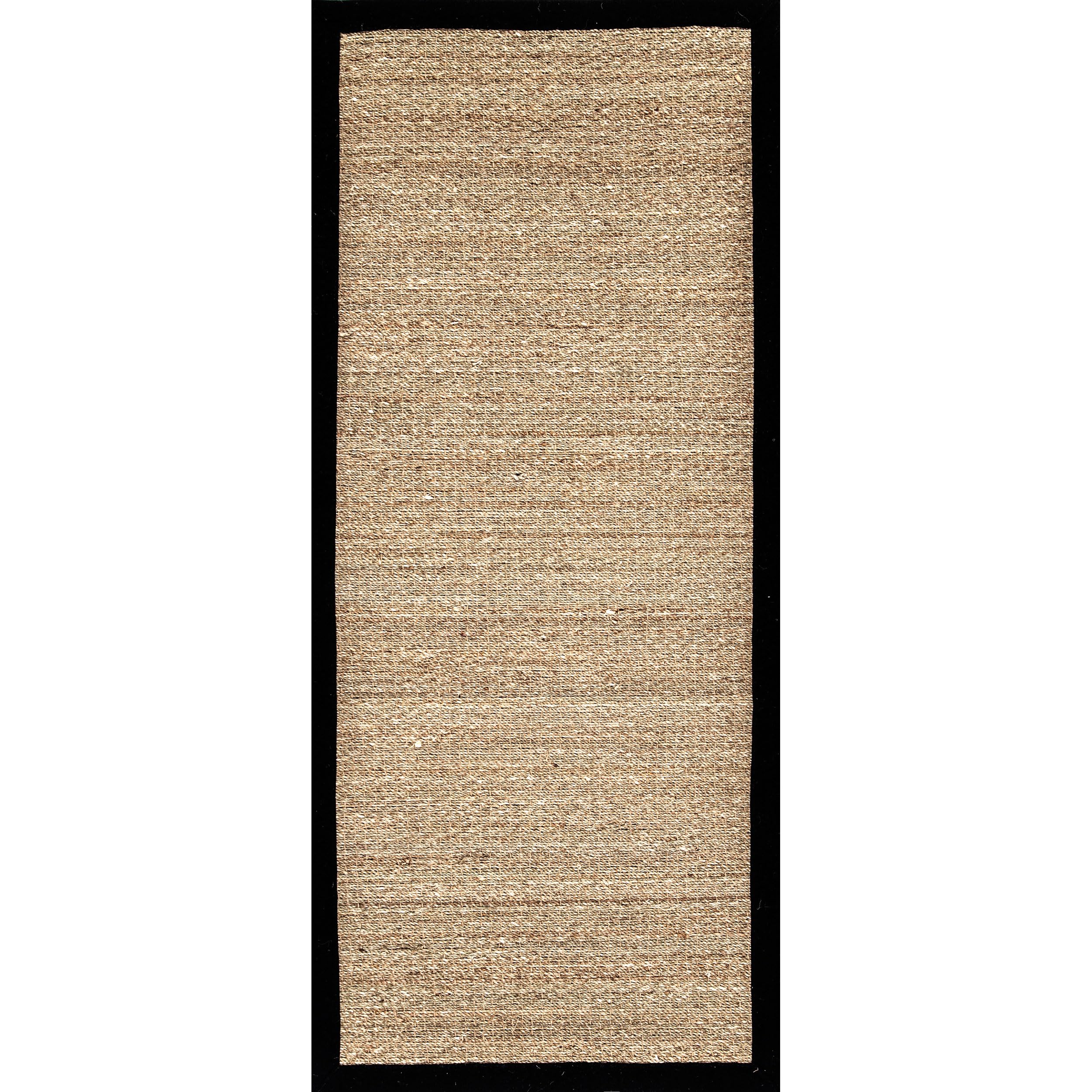 nuLOOM 2x6 Elijah Seagrass Area Rug, Black, Solid Farmhouse Style, Cotton Bordered, Basketweave, Natural Fiber, For Bedroom, Dining Room, Living Room, Hallway, Office, Kitchen, Entryway