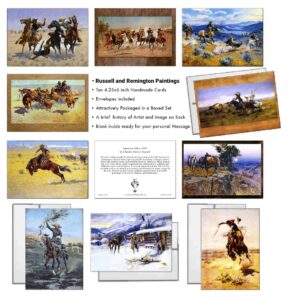 epic greeting cards 12 charles m. russell, and frederick remington assorted vintage western cowboy western art thank you notecards in a boxed set