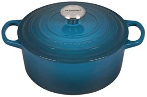 le creuset enameled cast iron signature round dutch oven, 4.5 qt., deep teal