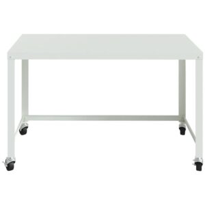 Scranton & Co 48" x 24" Modern Metal 4 Wheels Office Mobile Desk, Durable Steel Construction, Easy to Assemble, Clean & Simple Design, in White Finish