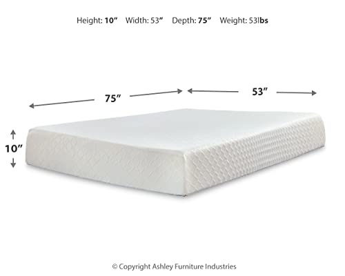 Signature Design by Ashley Full Size Chime 10 Inch Medium Firm Memory Foam Mattress with Green Tea & Charcoal Gel