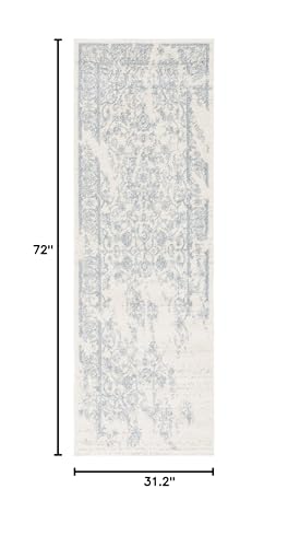 SAFAVIEH Adirondack Collection Runner Rug - 2'6" x 6', Ivory & Slate, Oriental Distressed Design, Non-Shedding & Easy Care, Ideal for High Traffic Areas in Living Room, Bedroom (ADR101S)