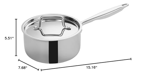 WINCO Tri-Ply Sauce Pan, Silver