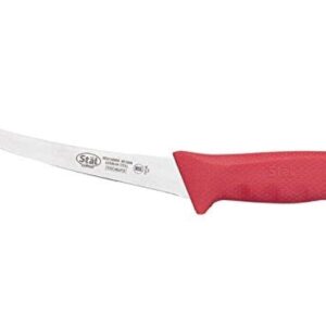 Winco 6" Commercial-Grade German Steel Boning Knife, Curved, Red