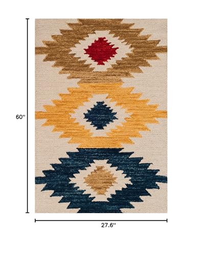 SAFAVIEH Aspen Collection 2'3" x 5' Ivory/Multi APN704A Handmade Moroccan Boho Tribal Wool Accent Rug