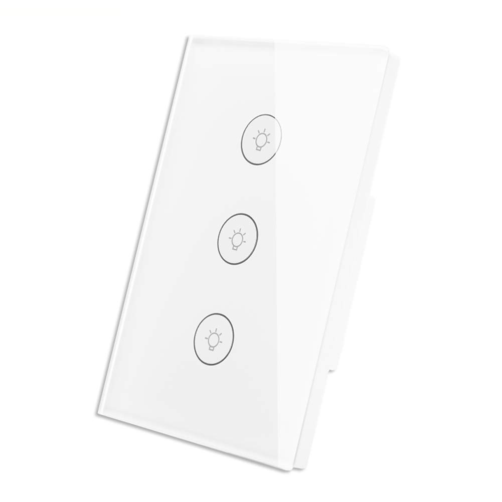 MOES WiFi Smart Wall Touch Light Switch Glass Panel Wireless Remote Control by Mobile APP Anywhere Compatible with Alexa,Timing Function No Hub Required (Wall Switch 3 Gang)