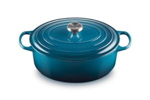 le creuset enameled cast iron signature oval dutch oven, 6.75 qt., deep teal