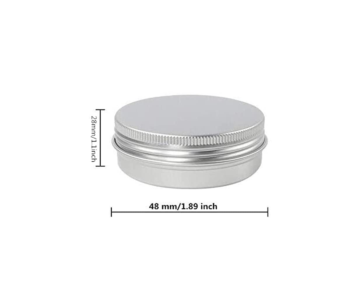 48 Pcs 1 oz Tins Silver Aluminum Tins Cans Screw Top Round Steel tins Screw Lid Containers