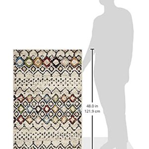 SAFAVIEH Amsterdam Collection Accent Rug - 2'3" x 4', Ivory & Multi, Moroccan Boho Design, Non-Shedding & Easy Care, Ideal for High Traffic Areas in Entryway, Living Room, Bedroom (AMS108K)