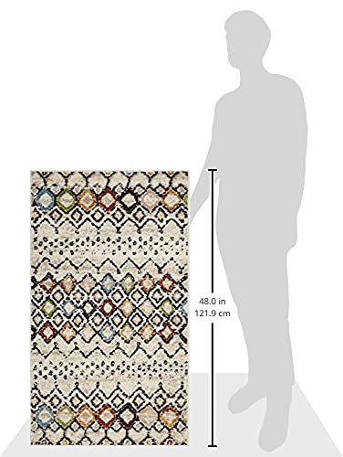 SAFAVIEH Amsterdam Collection Accent Rug - 2'3" x 4', Ivory & Multi, Moroccan Boho Design, Non-Shedding & Easy Care, Ideal for High Traffic Areas in Entryway, Living Room, Bedroom (AMS108K)