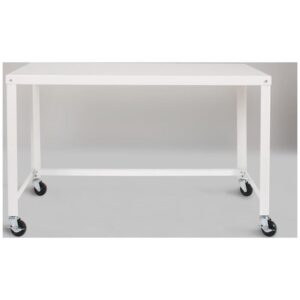 Scranton & Co 48" x 24" Modern Metal 4 Wheels Office Mobile Desk, Durable Steel Construction, Easy to Assemble, Clean & Simple Design, in White Finish