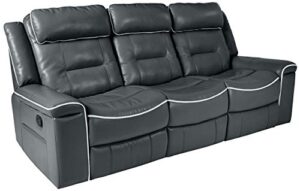 homelegance darwan 88" leather gel double reclining sofa, dark gray