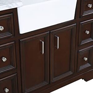 Kitchen Bath Collection Zelda 42-inch Farmhouse Vanity (Carrara/Chocolate): Includes Chocolate Cabinet with Authentic Italian Carrara Marble Countertop and White Ceramic Farmhouse Apron Sink